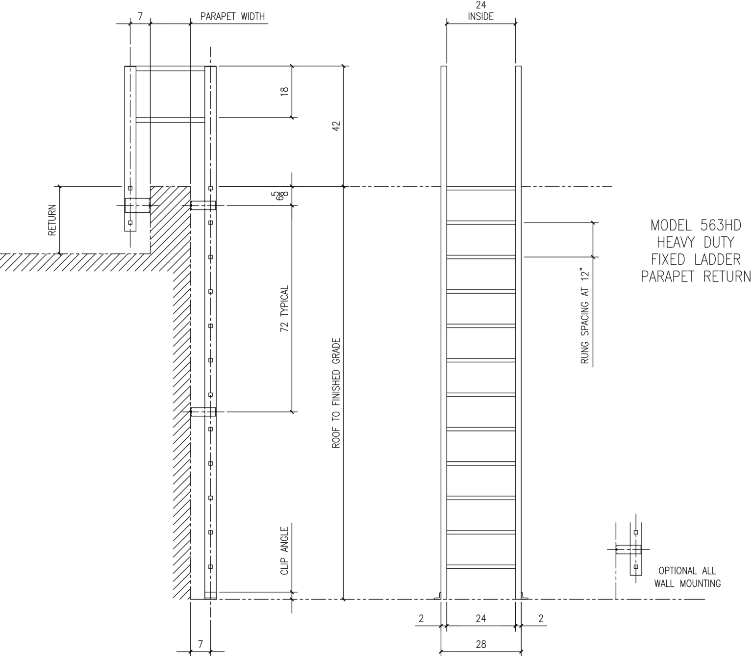 563HD Heavy Duty Parapet Return - Alaco Ladder