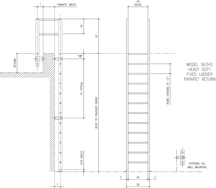 563HD Heavy Duty Parapet Return - Alaco Ladder